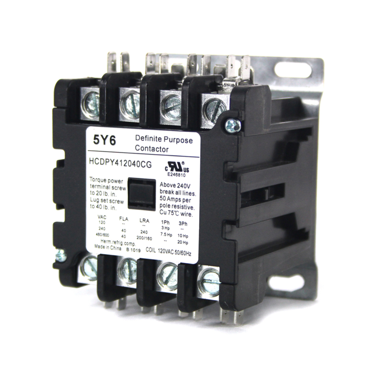 5y6 Contactor Definite Purpose 4 Pole Normally Open 40Amp. 240VAC Coil ...