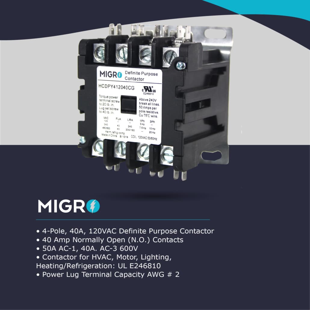 Contactor DP 4P NO 40A 120V
