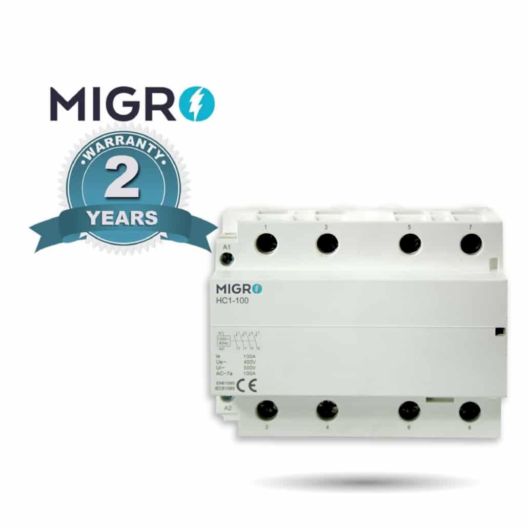 Migro Contactor-100 Amp. 4Pole NORMALLY Open Lighting Contactor 120VAC