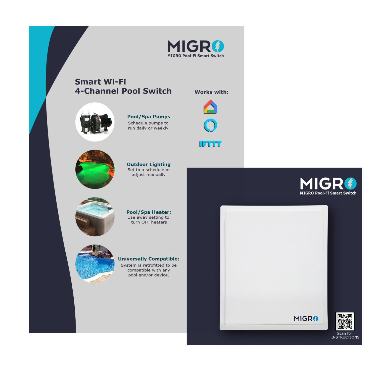 MIGRO Pool-Fi 4-Channel Smart Switch - Linear Wireless